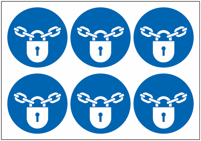 Keep Locked Symbol - Vinyl Safety Labels On-a-Sheet | Seton