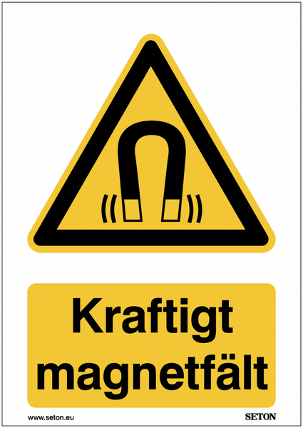 Skylt med text - Kraftigt magnetfält - ISO 7010, W006 | Seton