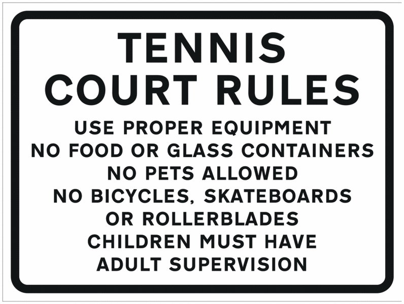 Tennis Court Rules Sign | Seton