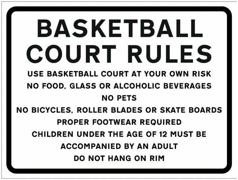 Basketball Court Rules Sign | Seton
