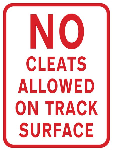 No Cleats Allowed On Track Surface Sign for Car Parks | Seton