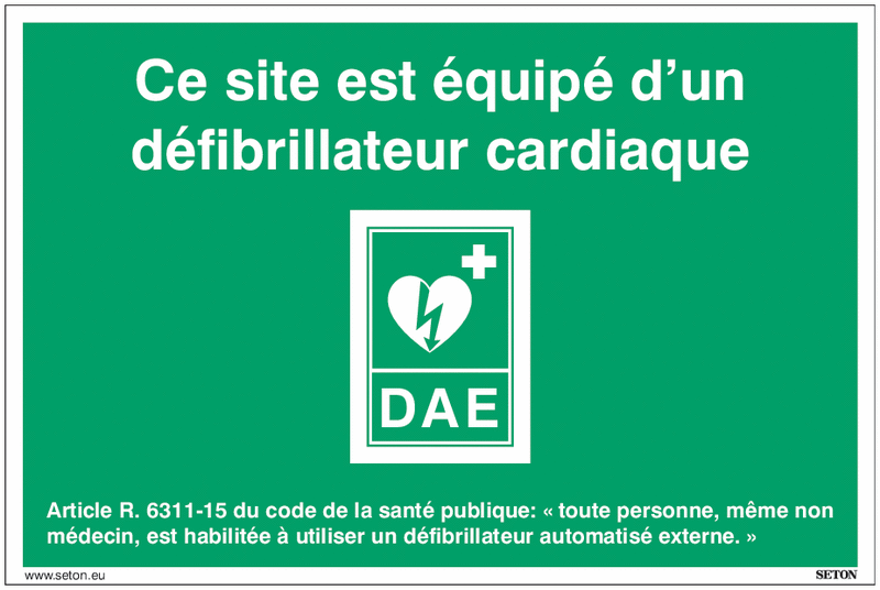 Panneaux défibrillateur et signalisations pour DAE | Seton