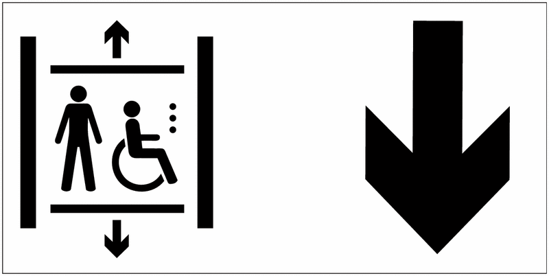 Letrero de "ascensor para silla de ruedas" + flecha direccional | Seton