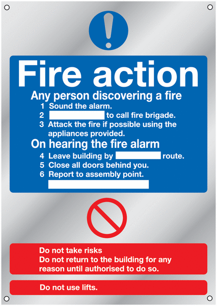 Deluxe Fire Action Standard Signs | Seton
