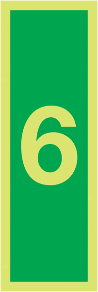 Nite-Glo Photoluminescent Number 6 Symbol Signs - Single | Seton