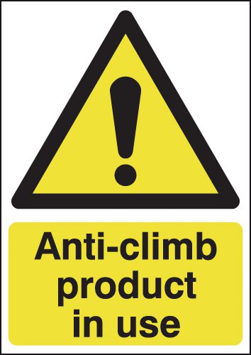 Anti-Climb Product In Use Signs | Seton