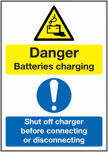 Danger Battery Charging/Shut Off Multi-Message Signs | Seton