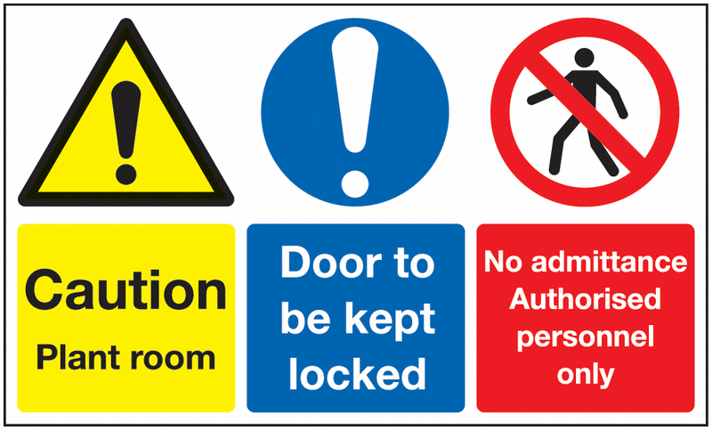 Caution Plant Room/Door Kept Locked Multi-Message Signs | Seton