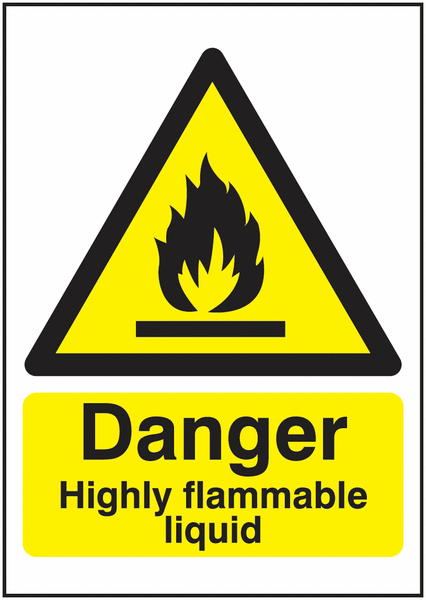 Danger Highly Flammable Liquid Hazard Signs - Single | Seton