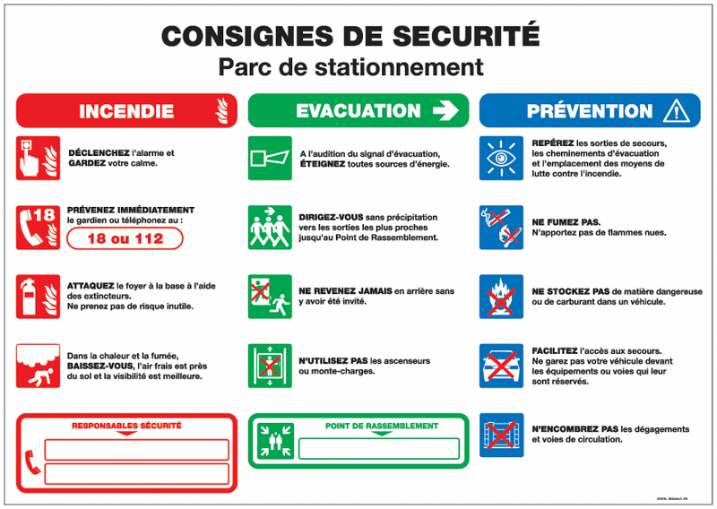 Consignes de sécurité pour parc de stationnement | Signals