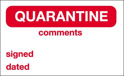 Quarantine Labels for Safe Segregation of Items | Seton
