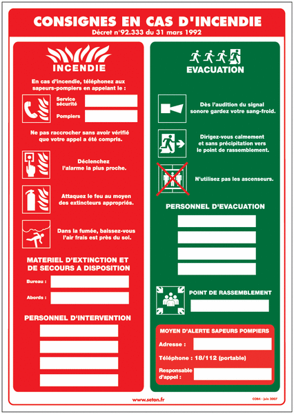 Symbole De Secours En Cas D'incendie BAES Et BAEH, Plans D'évacuation