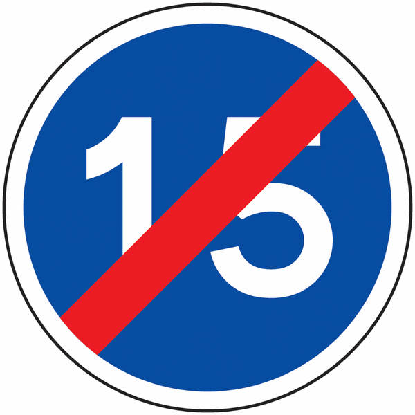Panneau routier fin vitesse mini obligatoire 15km/h B43 | Signals