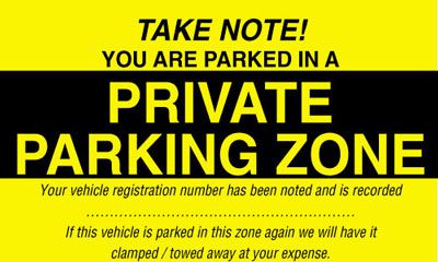 Private Parking Zone Window Cling Parking Control Label | Seton