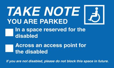 Take Note You Are Parked In ... Parking Window Labels | Seton