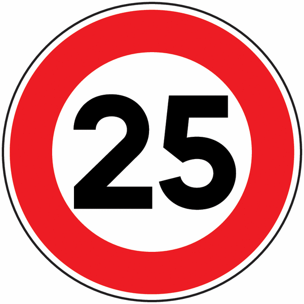 Panneau routier limitation de vitesse 25km/h B14 | Signals