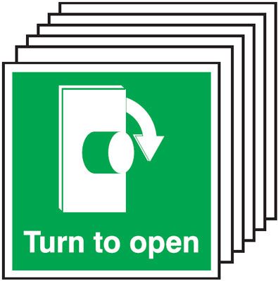 6-Pack Turn To Open Signs - Clockwise | Seton