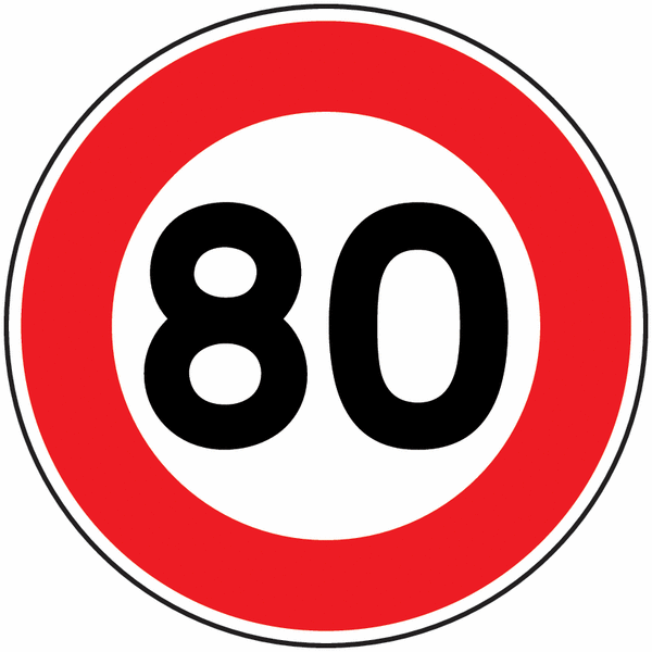 Panneau routier limitation de vitesse 80km/h B14 | Signals
