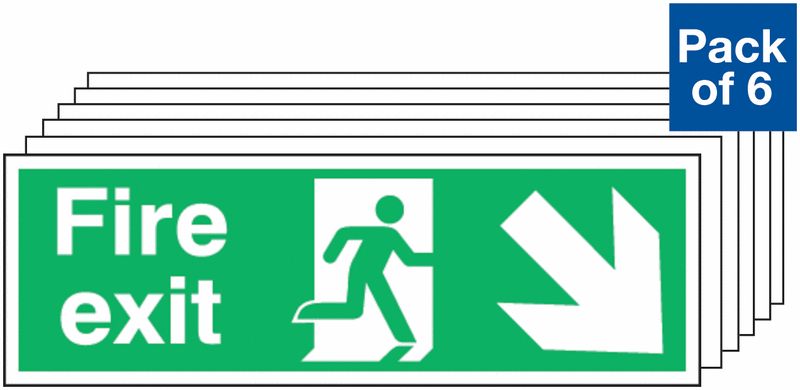 Fire Exit Running Man/Right Diagonal Down Arrow Signs | Seton
