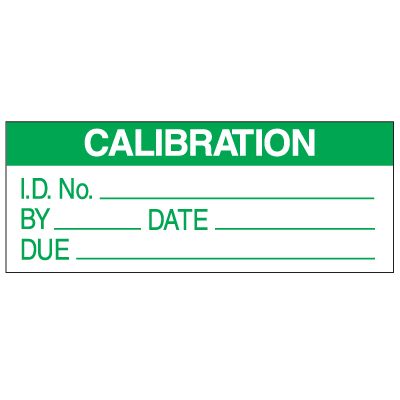 Calibration ID No. By Date Due Self Laminating Labels | Emedco