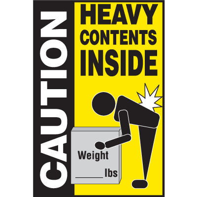 Caution Heavy Contents Inside Shipping Labels | Seton