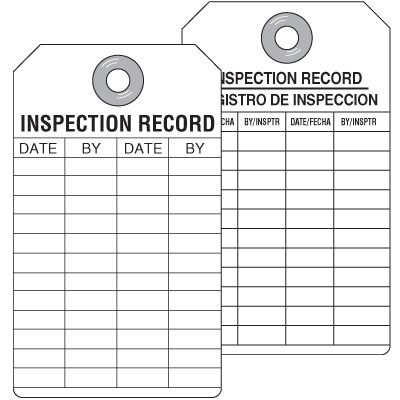 Inspection Record White Tag|Seton Canada | Seton.ca