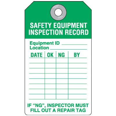 Safety Equipment Inspection Record Tag | Seton