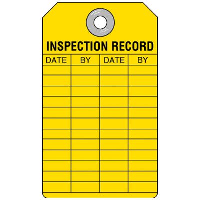 Yellow Inspection Record Tags | Emedco