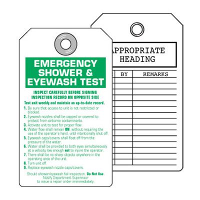 Eyewash & Shower Inspection Tags | OSHA & ANSI Compliant | Emedco