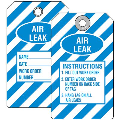 Air Leak Instructions Tag, Maintenance & Inspection Tags | Emedco