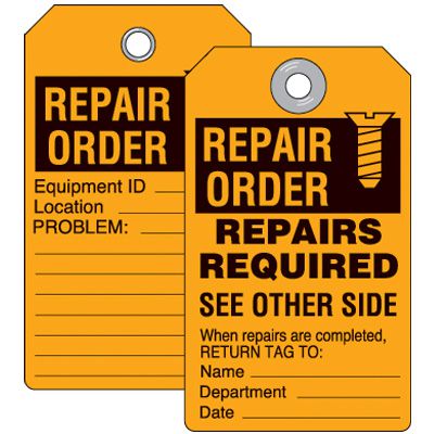 Repair Order Inspection Tag, Inspection & Maintenance Tags | Emedco