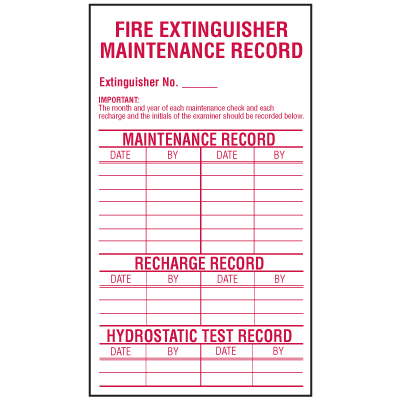 Fire Extinguisher Maintenance Record Labels | Seton