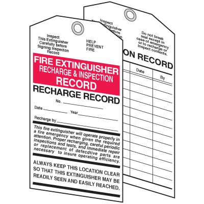 Fire Extinguisher Inspection Tags - OSHA & NFPA Compliant | Emedco