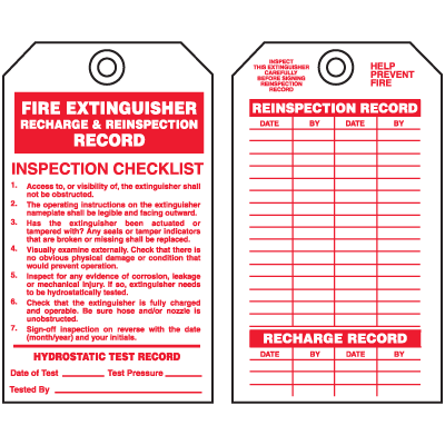 Fire Extinguisher Inspection Tags | OSHA Compliant | Seton