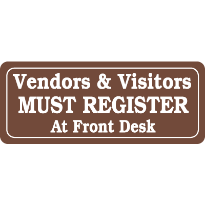 Interior Decor Security Signs - Visitors Register at Front Desk | Emedco