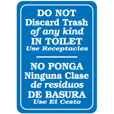 Interior Decor Signs - Do Not Discard Trash Of Any Kind In Toilet | Seton