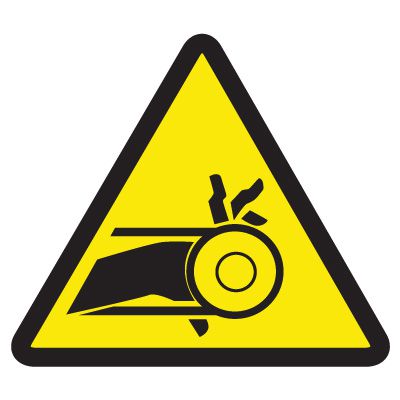 ISO Warning Symbol Labels - Belt Drive Entrapment Hazard | Emedco