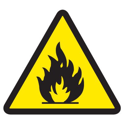 ISO Warning Symbol Labels - Flammable Materials | Emedco