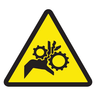 ISO Warning Symbol Labels - Gear Entrapment Hazard | Emedco