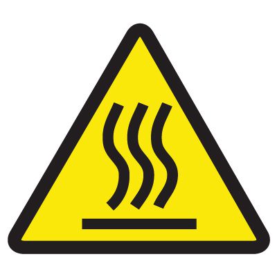 ISO Warning Symbol Labels - Heated/Hot Surface Hazard | Emedco