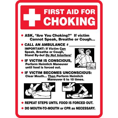 First Aid For Choking Extra Large Sign | Emedco