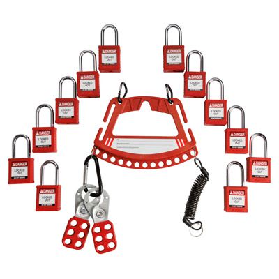 Lock and Tag Carrier with Nylon Safety Lockout Padlocks | Seton