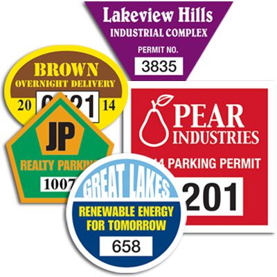 Custom Front And Back Adhesive Parking Permits | Emedco