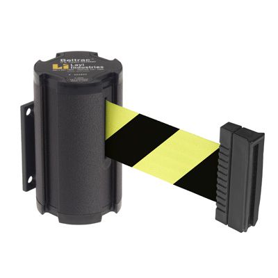 Beltrac® Wall-Mount Retractable Belts - Black/Yellow Belt | Emedco