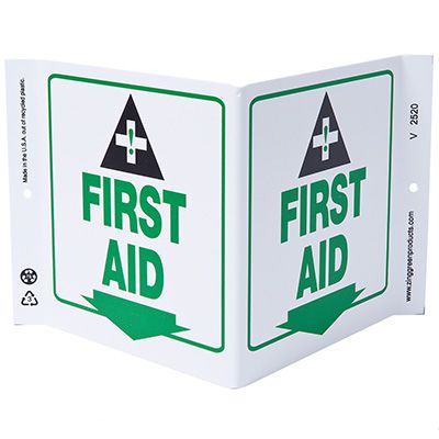 First Aid V-Style Sign | Seton