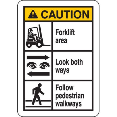 Caution Forklift Area ANSI Sign | Seton Canada | Seton.ca