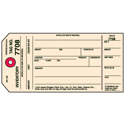 Article Or Kind Of Material Inventory Tags|Seton Canada | Seton.ca