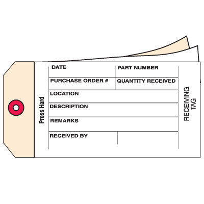 3-Part Carbonless Receiving Inventory Tags | Seton