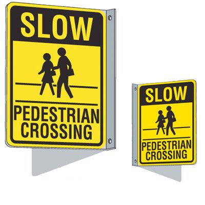 Flanged Traffic Pedestrian Crossing Sign | Emedco
