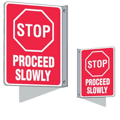 Flanged Traffic Signs - Stop Proceed Slowly | Seton